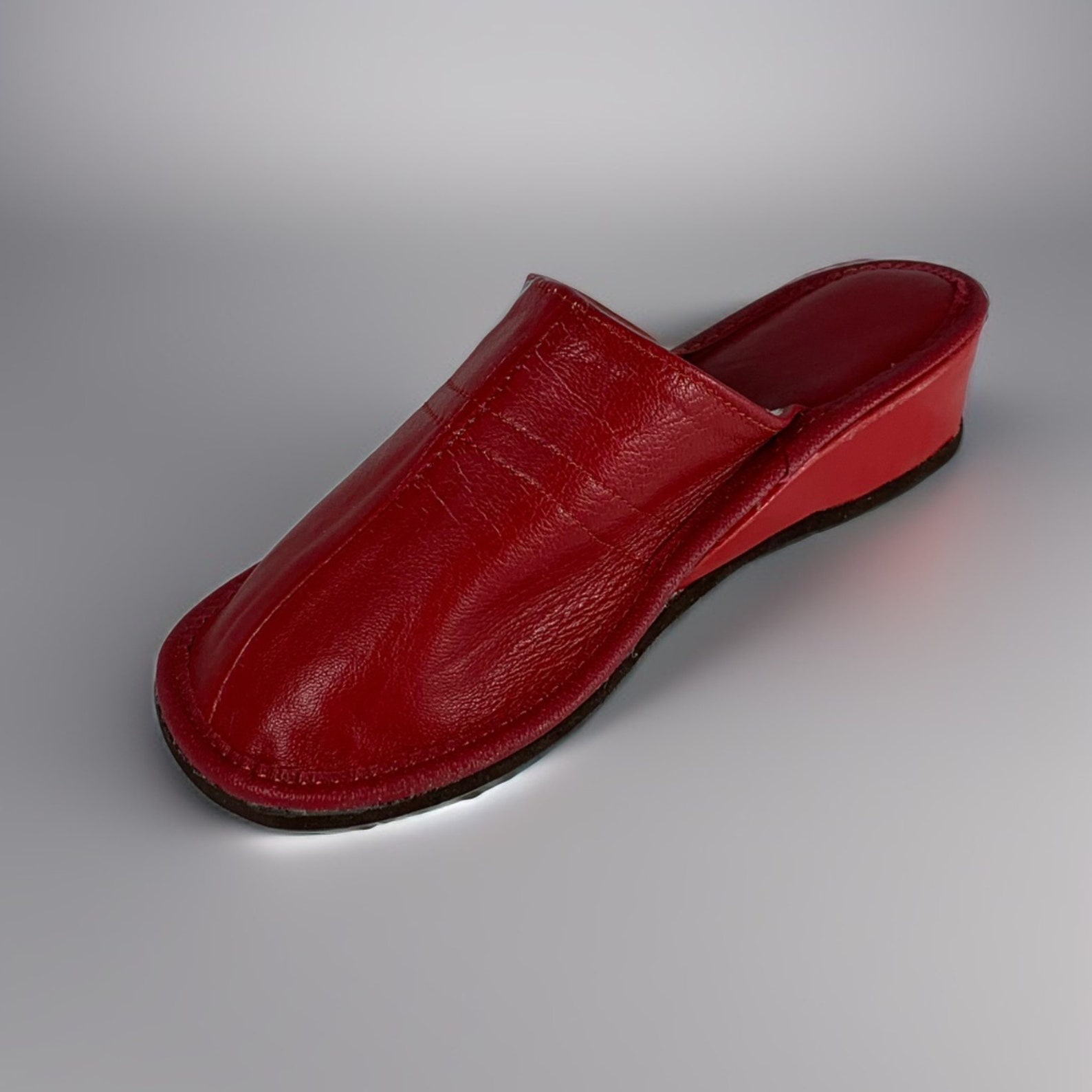 Women's Leather Slippers on the Heels High-quality Handmade Home Shoes ...