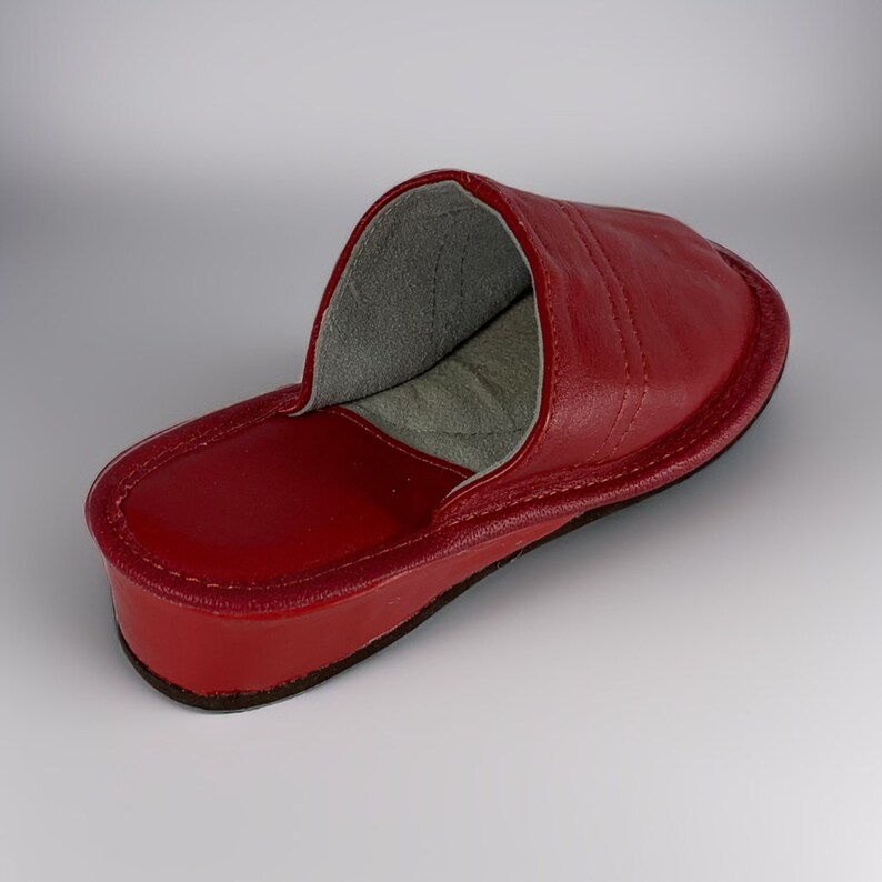 Women's Leather Slippers on the Heels High-quality Handmade Home Shoes ...