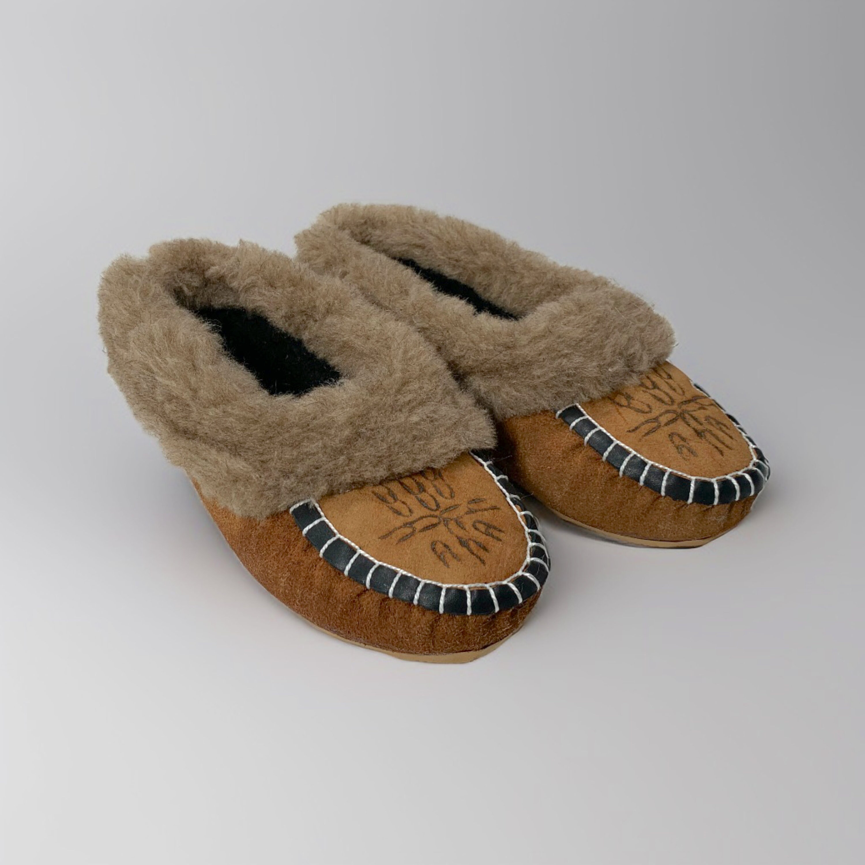 Women's Sheepskin Slippers, Traditional Polish Moccasins \ High-quality ...