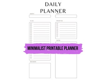 Daily Planner Digital Planner Printable Planner Minimalist - Etsy