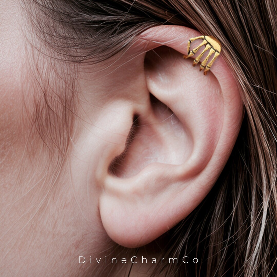 Skeleton Hand Ear Cuffs Ear Cuff No Piercing Skull Ear - Etsy