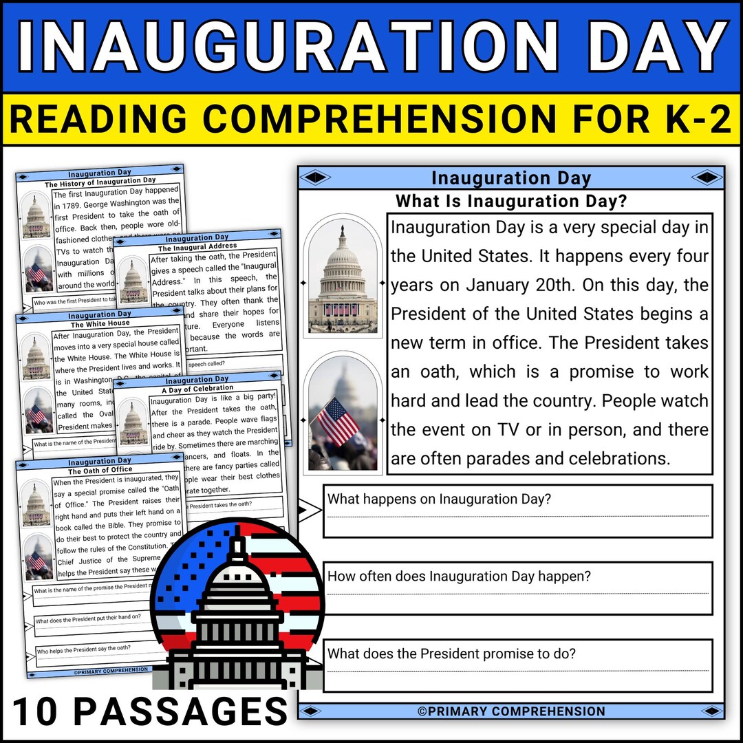 Inauguration Day Reading Comprehension Passages With Questions ...