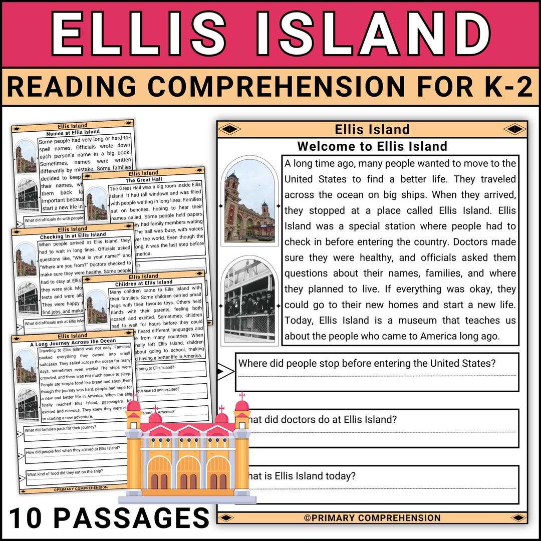 Ellis Island Reading Comprehension Passages and Questions for K-2 ...