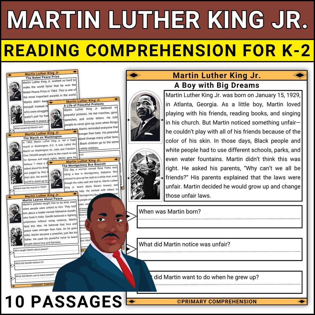 Martin Luther King Jr. Reading Comprehension Passages and Questions ...