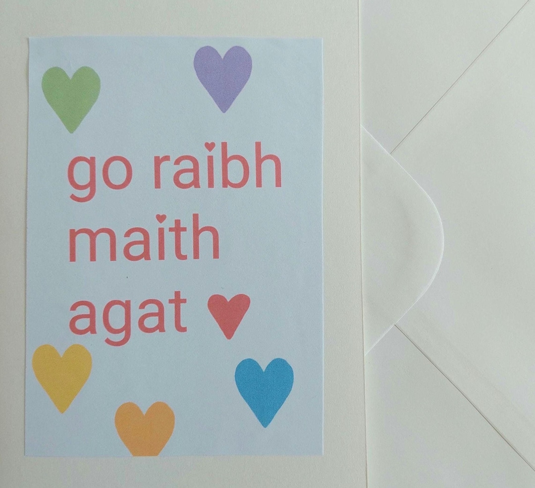 Thank You Card Go Raibh Maith Agat Irish Greeting Cards - Etsy