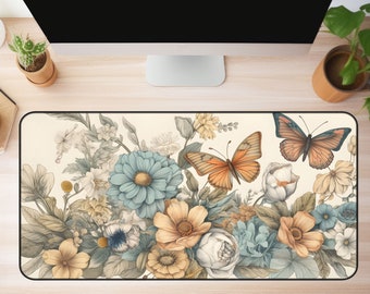 Boho Wildflowers Desk Mat, Cottagecore Desk Mat Botanical Desk Mat ...