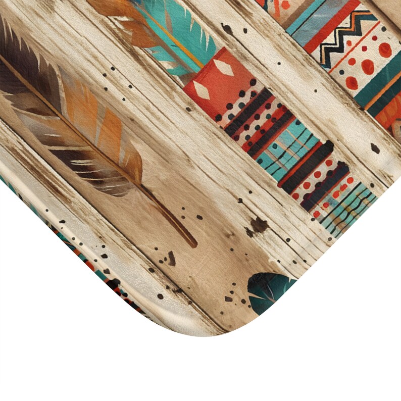 Boho Western Bath Mat, Memory Foam Bath Mat, Aztec Print Bath Rug ...