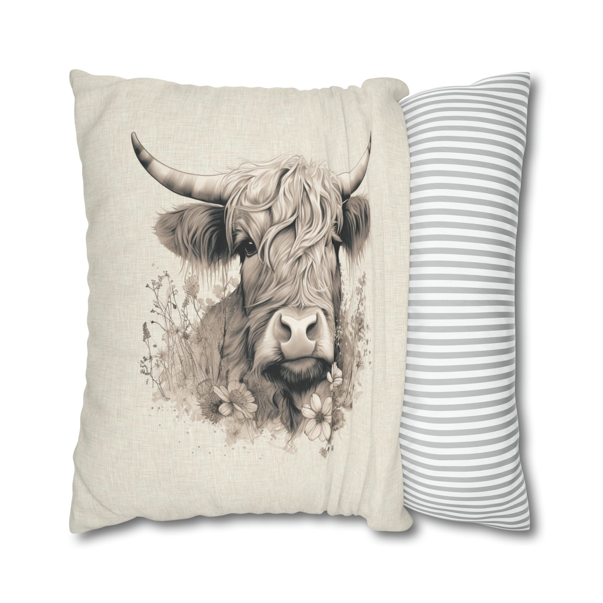 Highland Cow Pillow Cover Farmhouse Pillow Case Farm Animal - Etsy
