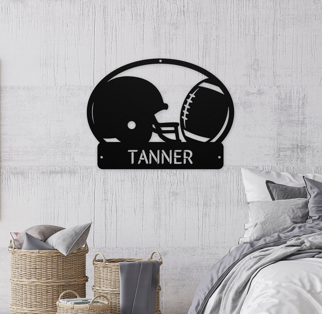 Personalized Football Sign, Custom Metal Sign, Metal Name Sign ...