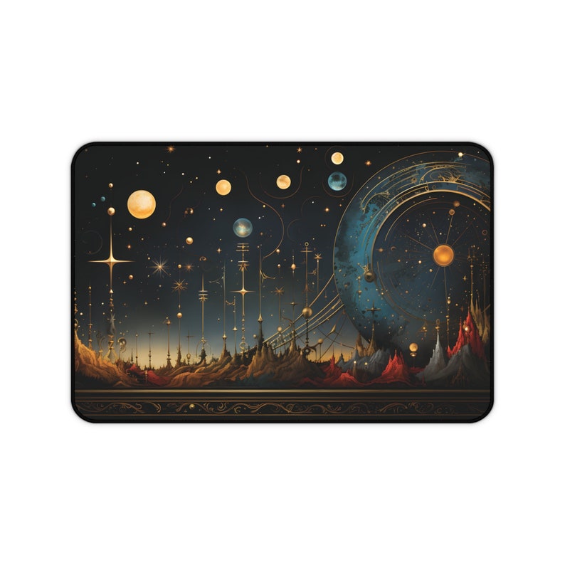 Celestial Desk Mat, Vintage Night Sky Desk Mat, Cosmic Office Decor ...