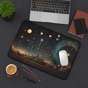 Celestial Desk Mat, Vintage Night Sky Desk Mat, Cosmic Office Decor ...