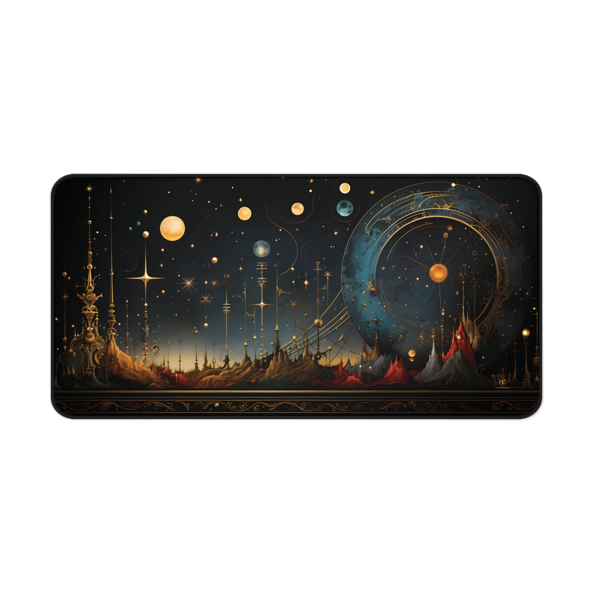 Celestial Desk Mat, Vintage Night Sky Desk Mat, Cosmic Office Decor ...