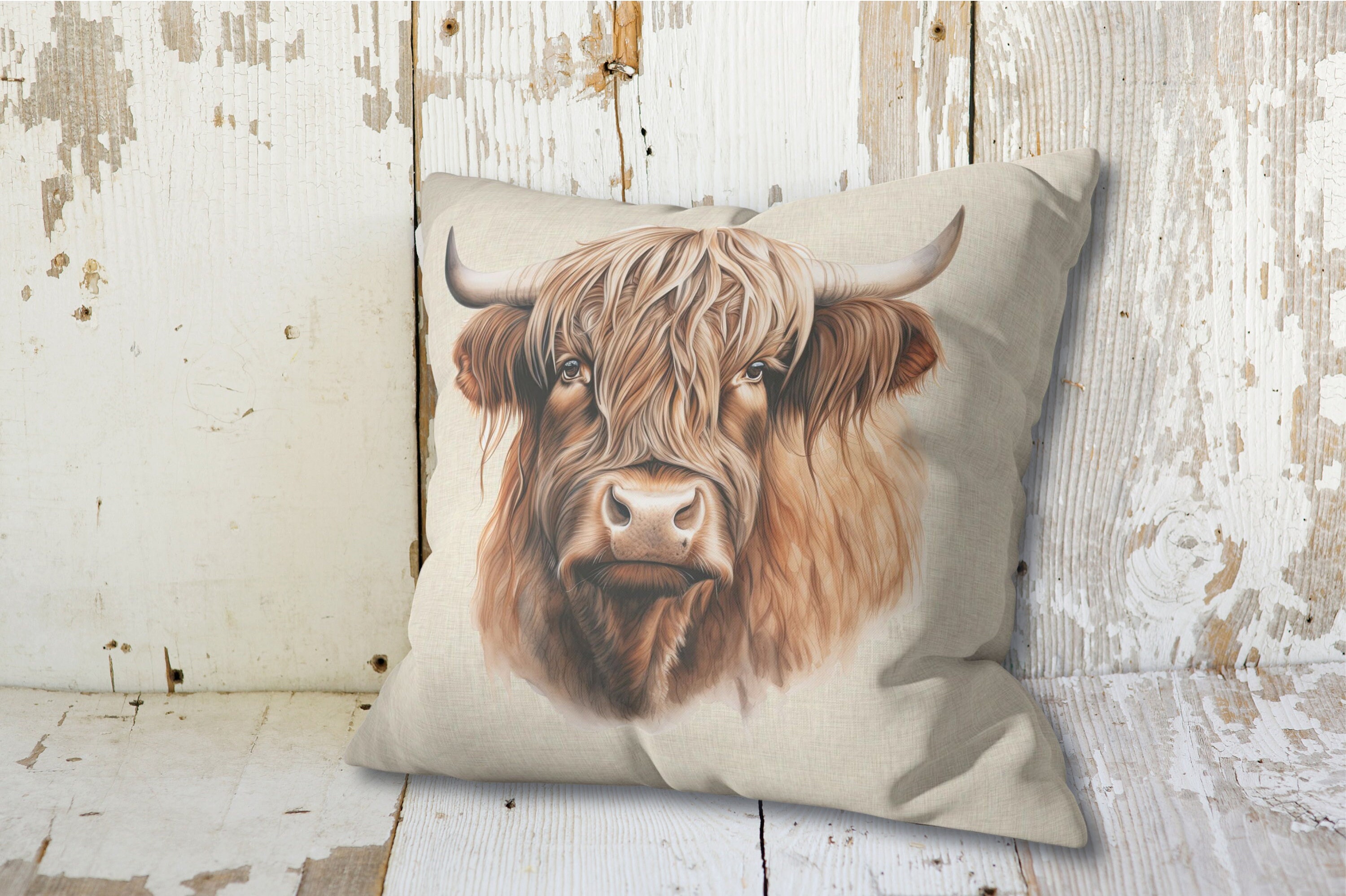 Highland Cow Pillow Cover Farmhouse Pillow Case Farm Animal - Etsy