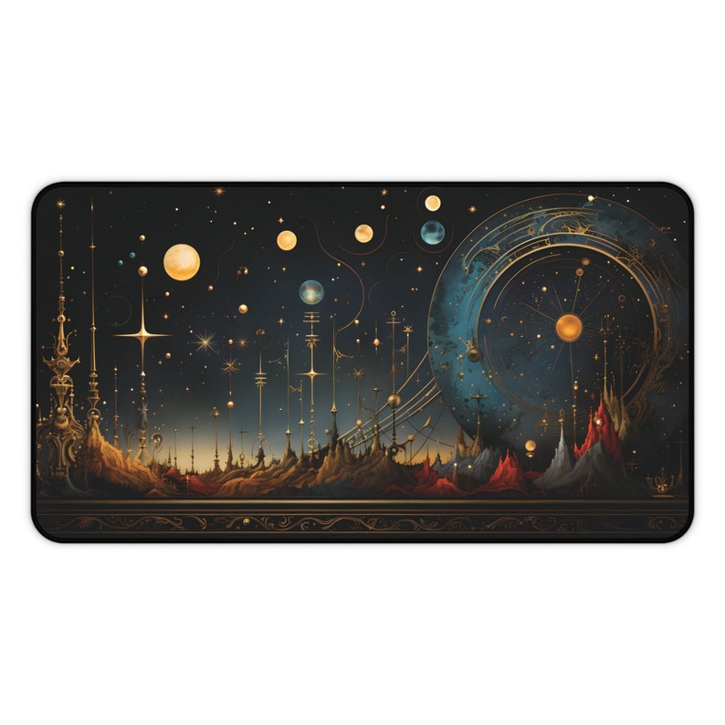 Celestial Desk Mat, Vintage Night Sky Desk Mat, Cosmic Office Decor ...