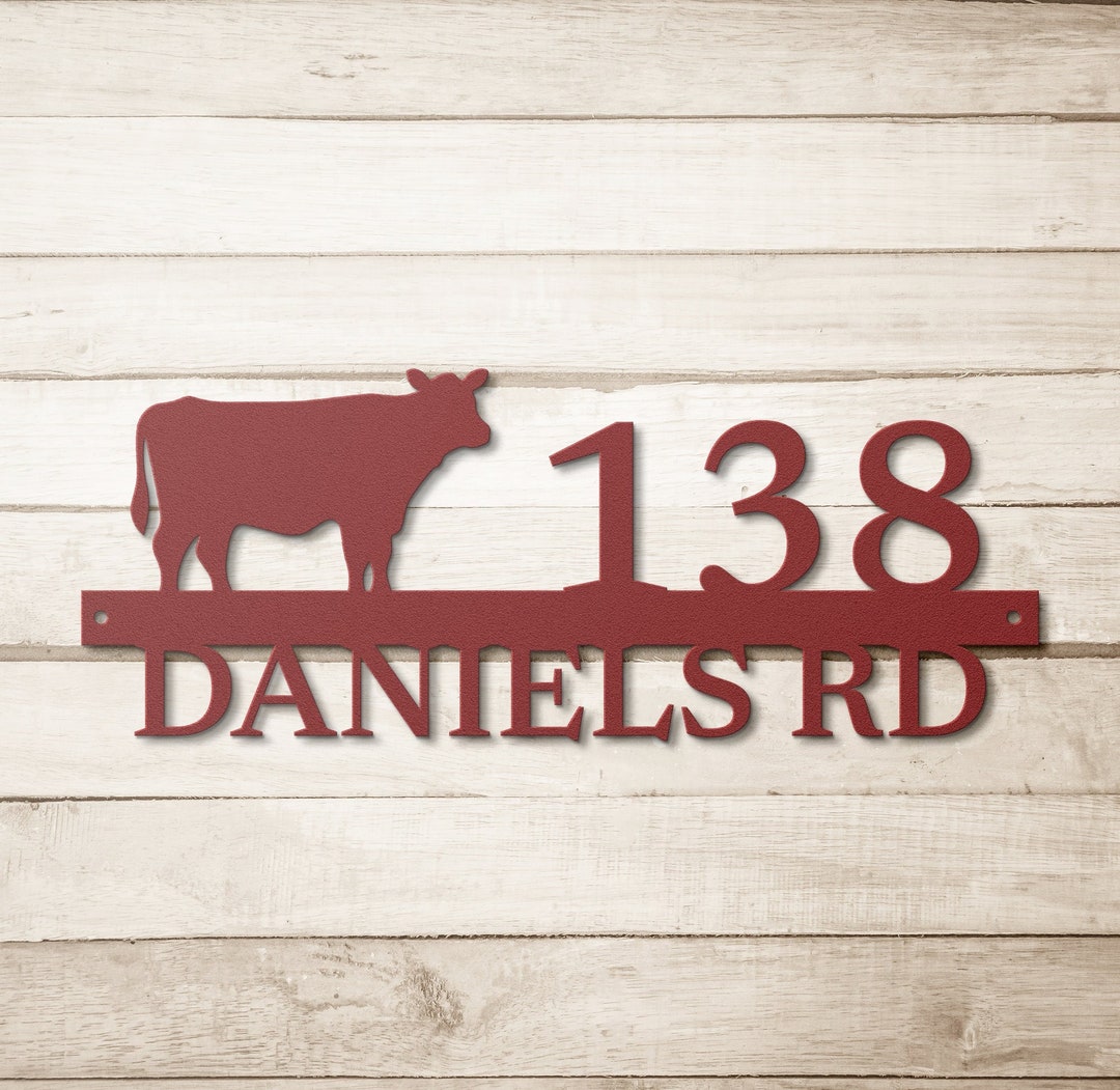Personalized Metal Cow Address Sign, Custom Address Sign, Farm and ...