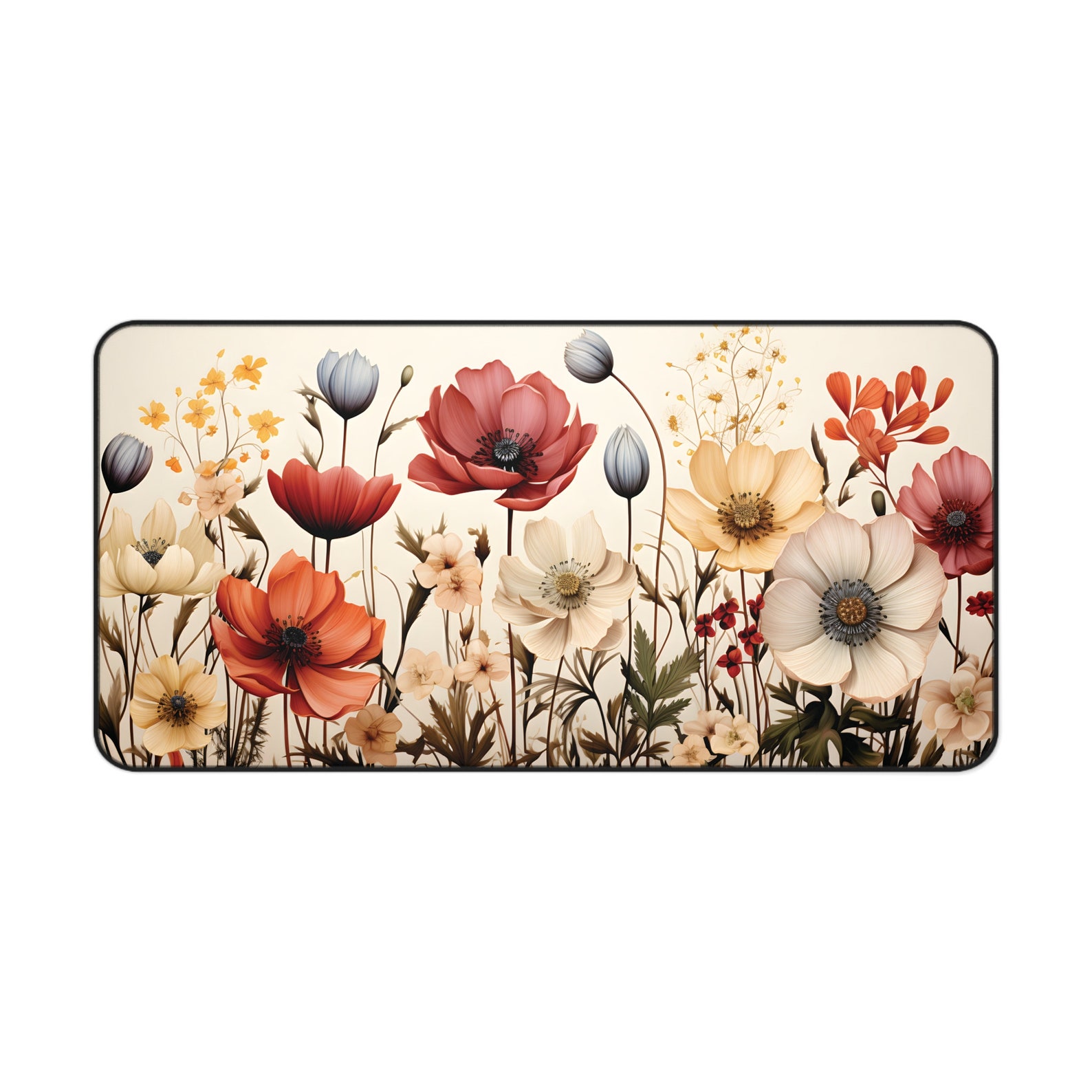 Boho Wildflowers Desk Mat, Cottagecore Desk Mat Botanical Desk Mat ...