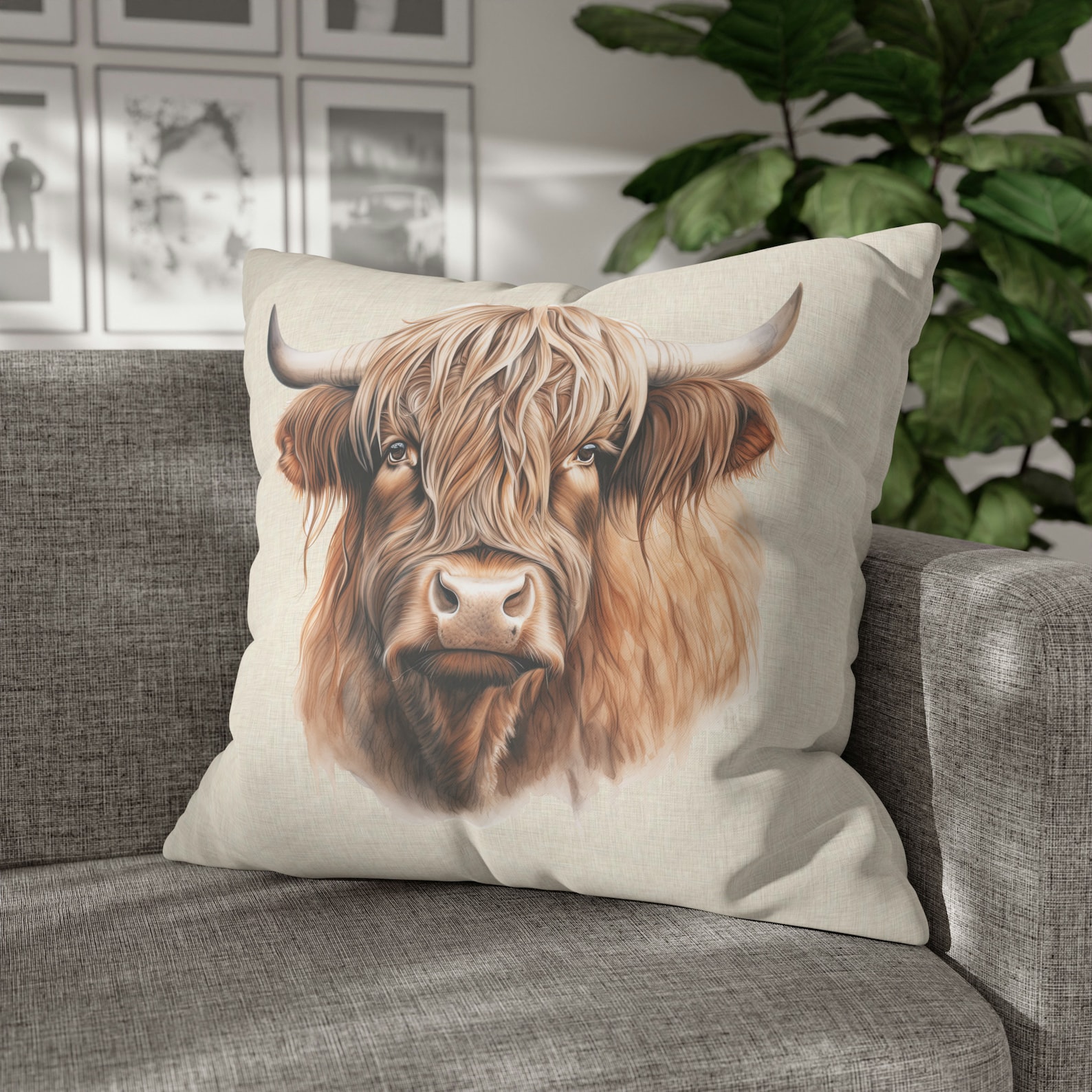 Highland Cow Pillow Cover Farmhouse Pillow Case Farm Animal - Etsy