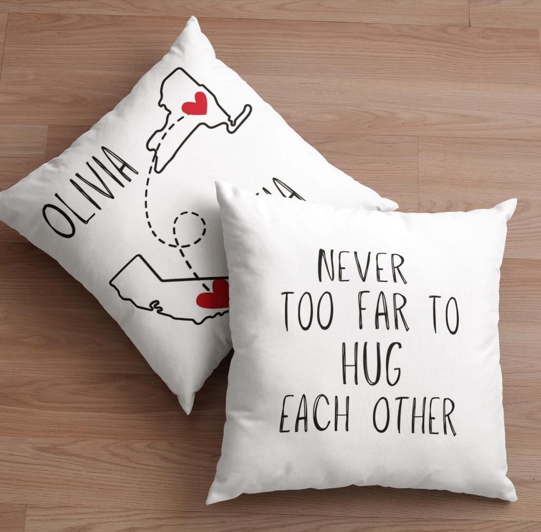 Personalized Long Distance Best Friend Pillow Custom Names & States ...