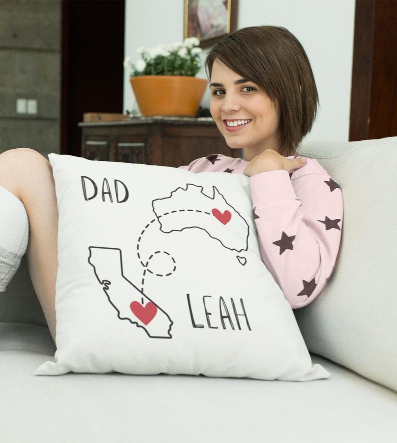 Personalized Long Distance Map Pillow: Custom Family Keepsake - Etsy UK