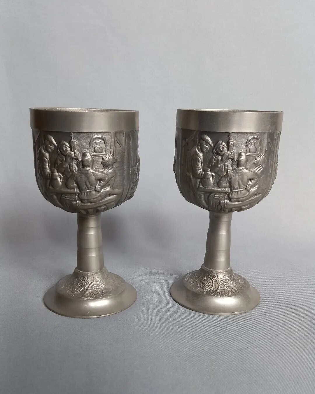 Vintage German Pair of Pewter Goblets - Etsy