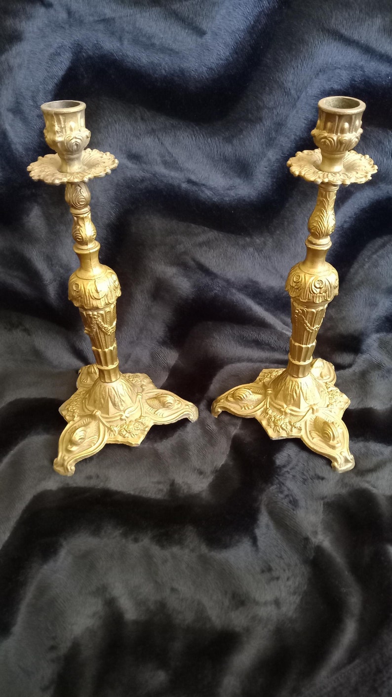 Antique French Candlesticks - Ormolu Metal Vintage Candle Holders - Etsy