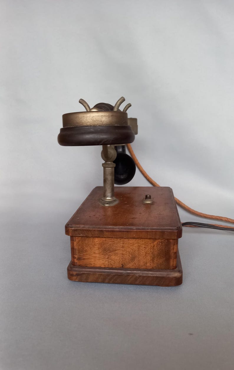 Antique Wooden Base Telephone With Metal Cradle - Etsy