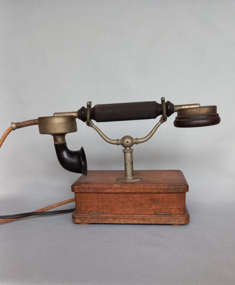 Antique Wooden Base Telephone With Metal Cradle - Etsy