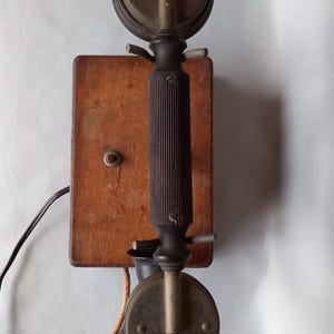 Antique Wooden Base Telephone With Metal Cradle - Etsy