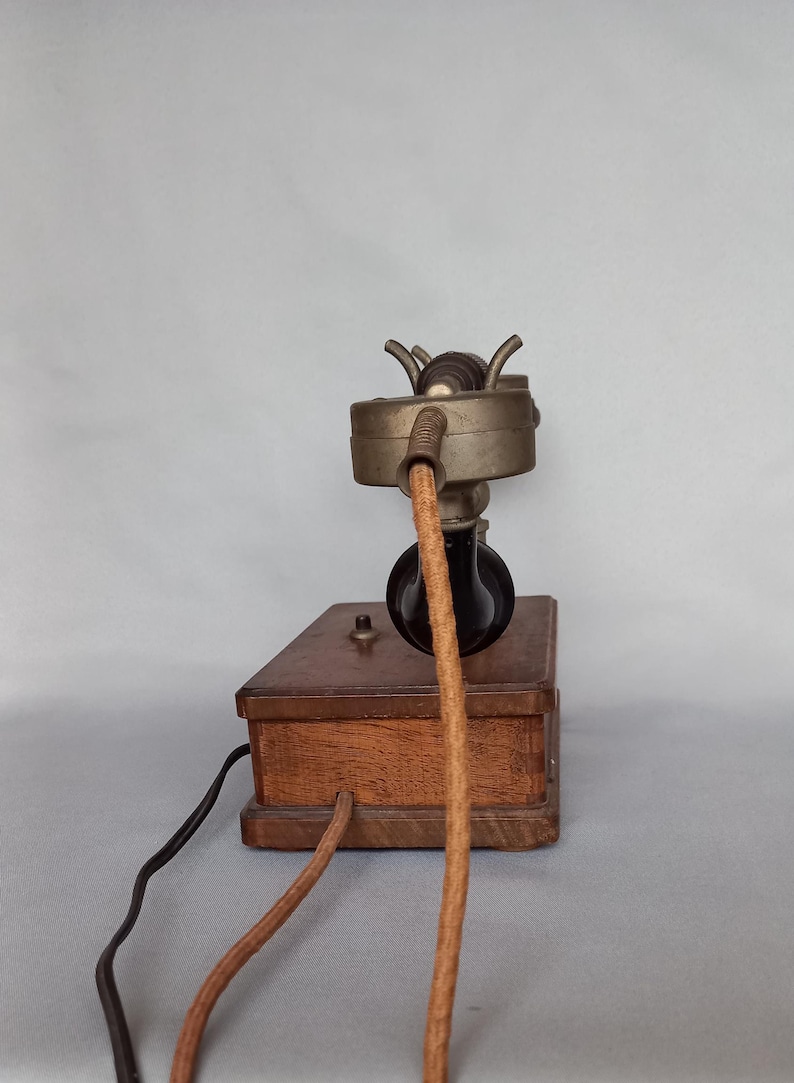 Antique Wooden Base Telephone With Metal Cradle - Etsy