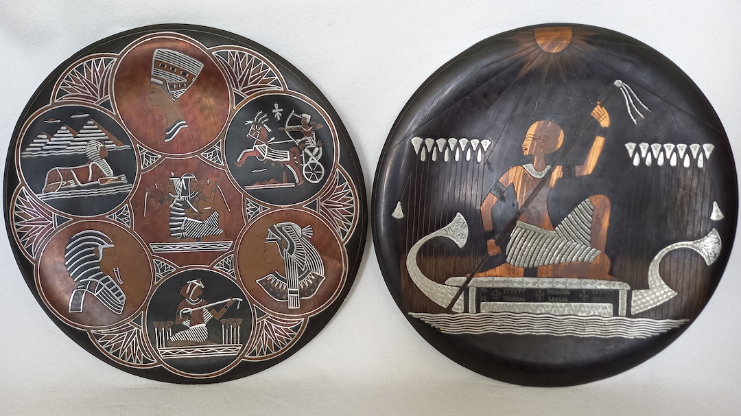 Vintage Large Copper Egyptian Plates - Etsy