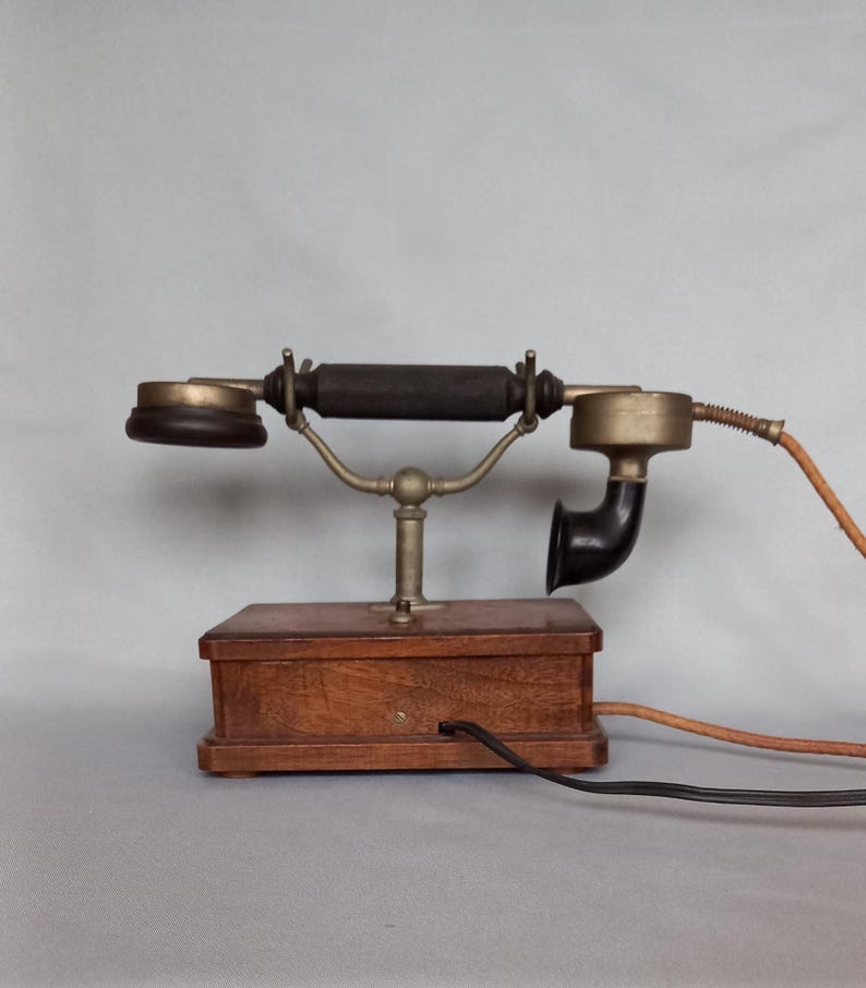 Antique Wooden Base Telephone With Metal Cradle - Etsy