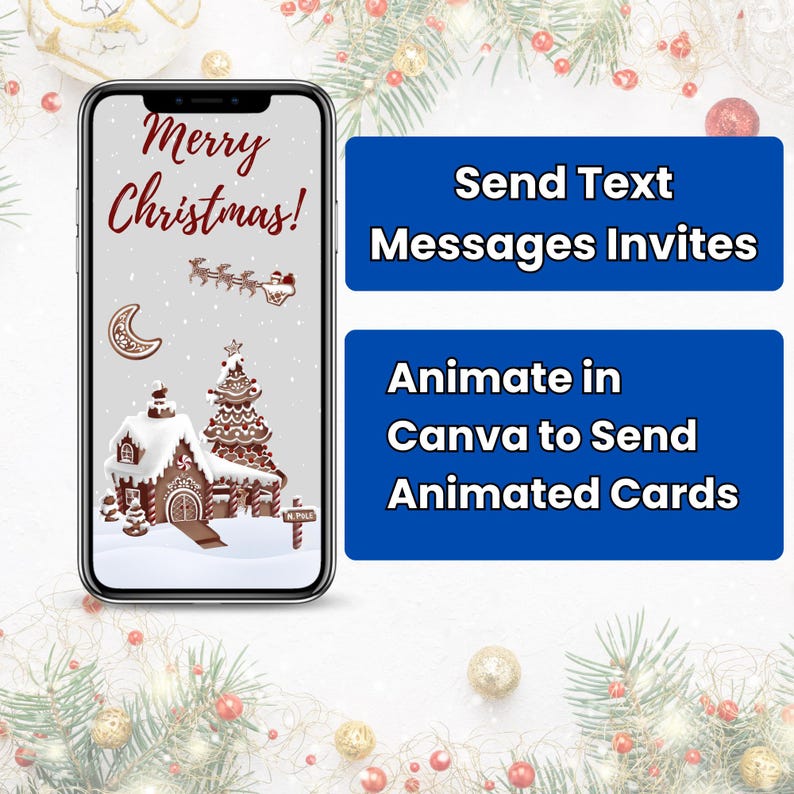 Gingerbread House Christmas Card, Santa Gingerbread Scene, Printable ...