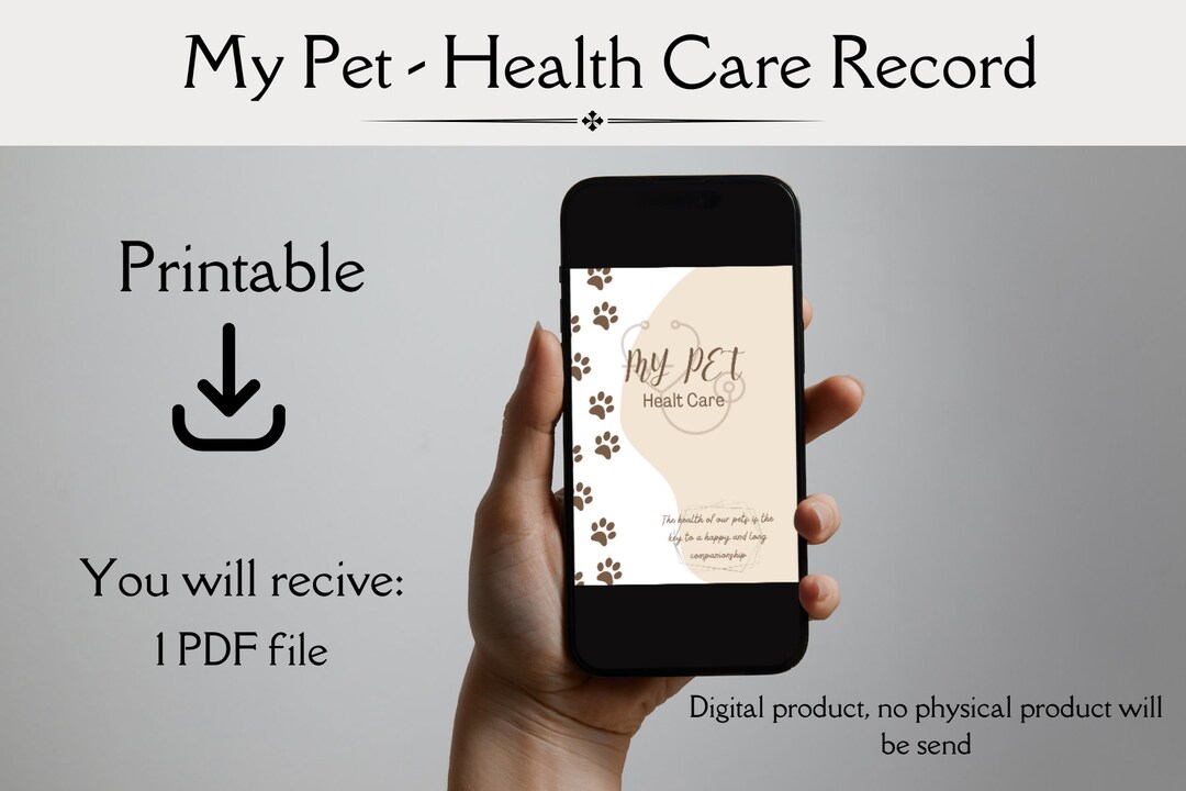 Pet Health Record Printable for Dog or Cat, Ultimate Pet Health Tracker ...