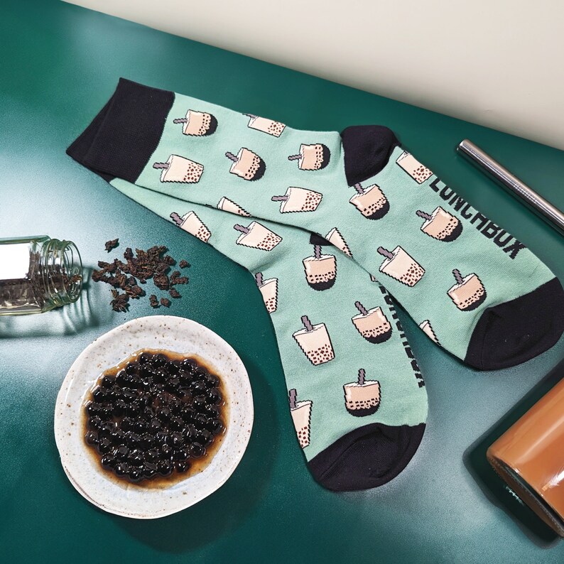 Bubble Tea Cotton Crew Socks Fun Socks Gift Socks - Etsy
