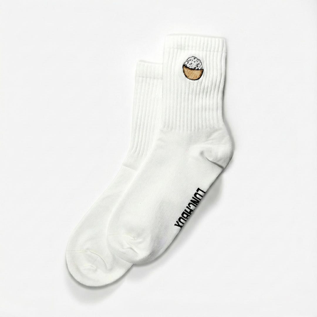 Embroidered Rice Rice Rice Crew Socks | Gift Fun Socks - Etsy