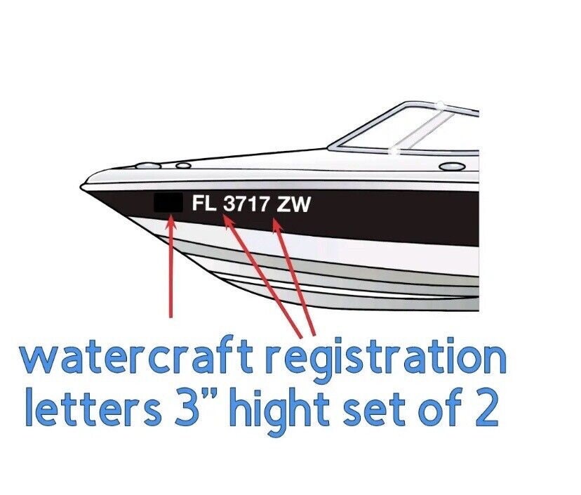 Set of BOAT PONTOON Registration Numbers 3" Lettering Vinyl Boat Jet ...