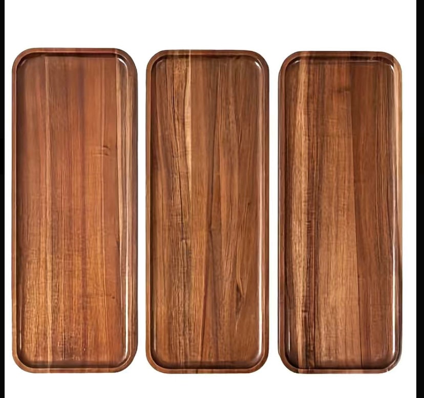 Acacia Wood Rectangular Wooden Platters for Food Holder/bbq/party ...