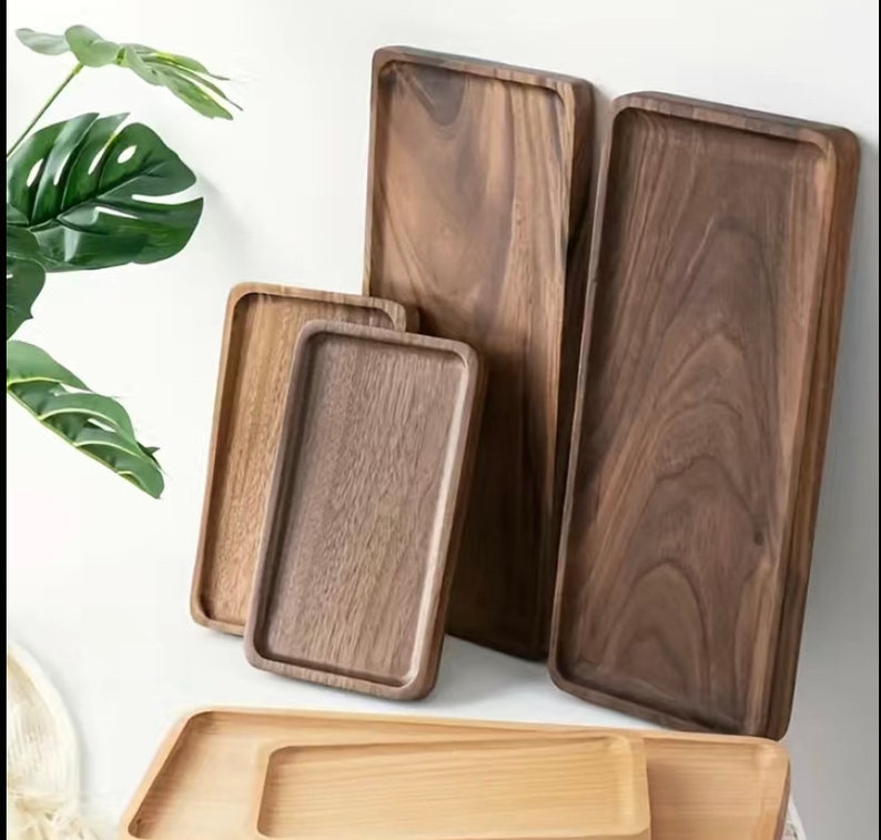 Acacia Wood Rectangular Wooden Platters for Food Holder/bbq/party ...