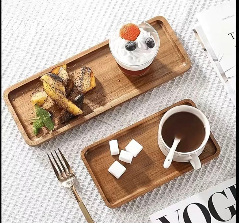 Acacia Wood Rectangular Wooden Platters for Food Holder/bbq/party ...