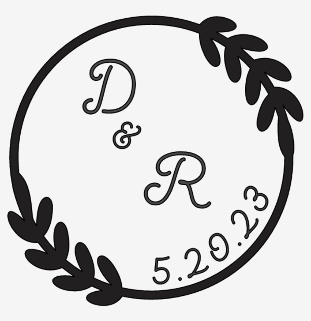 Custom Initial Leaf Monogram Decal, Customizable Wedding Monogram ...