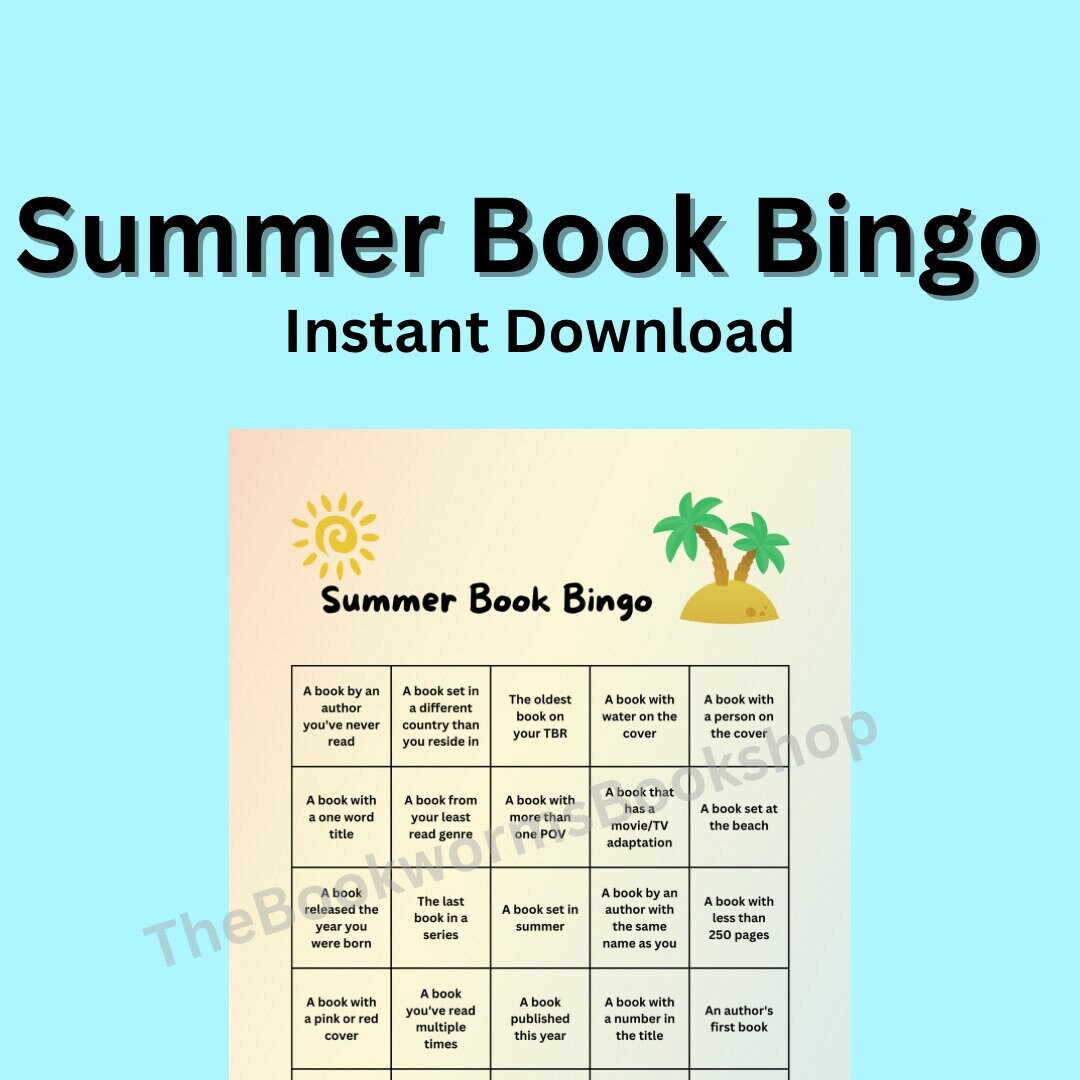Summer Book Bingo Printable, TBR Game, Reading Prompts - Etsy