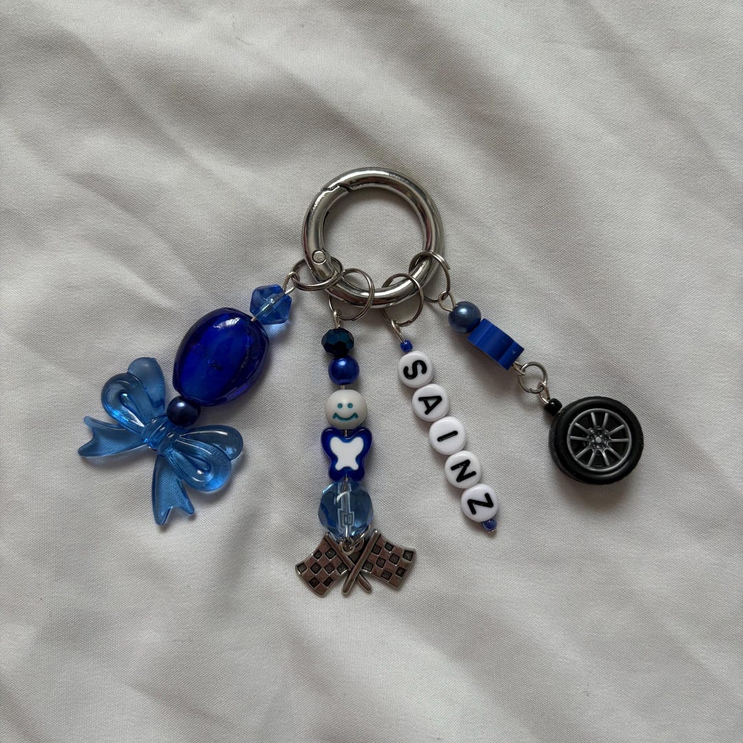 Carlos Sainz Inspired F1 Keychain | Formula 1 Beaded Keyring | Bag ...