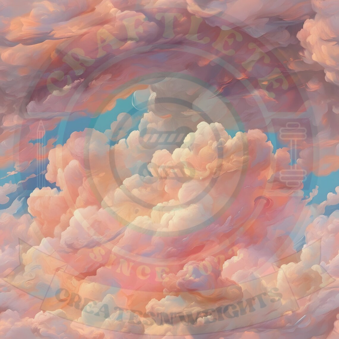 Daydream Clouds Digital Paper, Seamless Pastel Cloud Pattern Instant ...