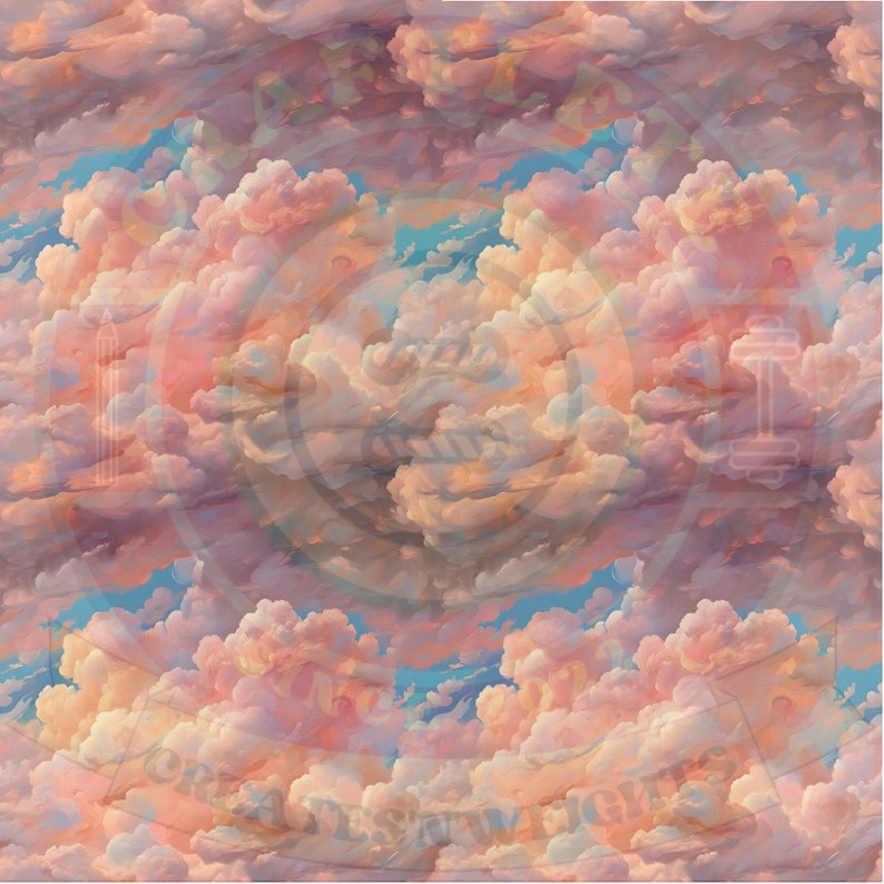 Daydream Clouds Digital Paper, Seamless Pastel Cloud Pattern Instant ...
