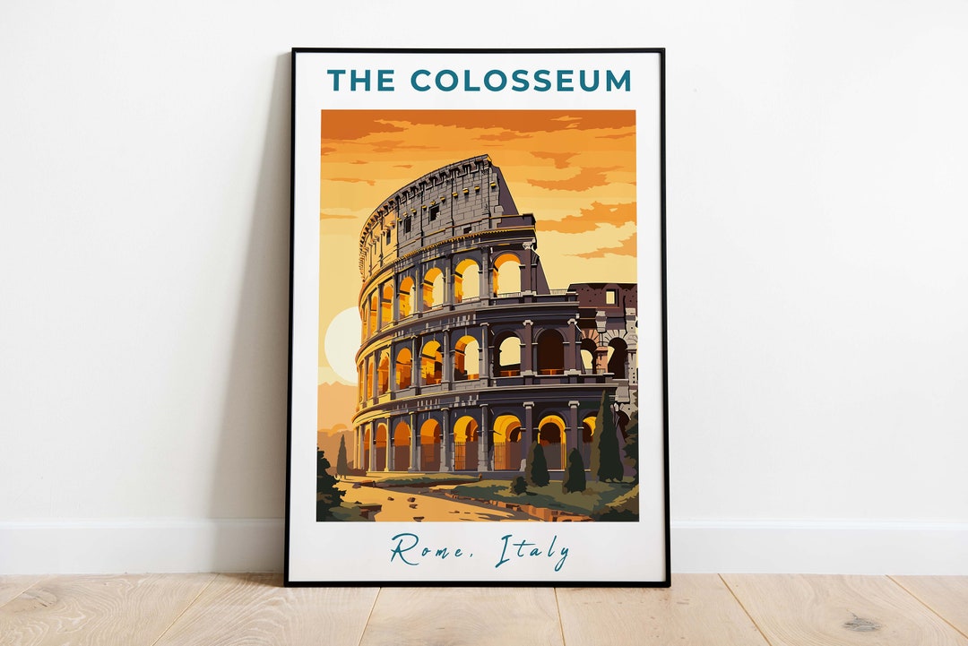 Colosseum Rome Italy Travel Poster Birthday Gift Illustration - Etsy