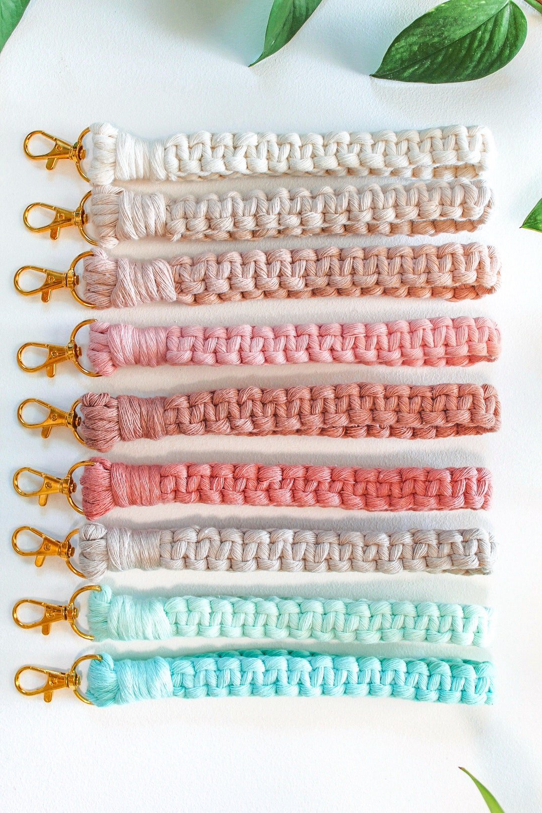 Macrame Wristlet | Boho Square Knot Macrame Wristlet | Macrame Keychain ...