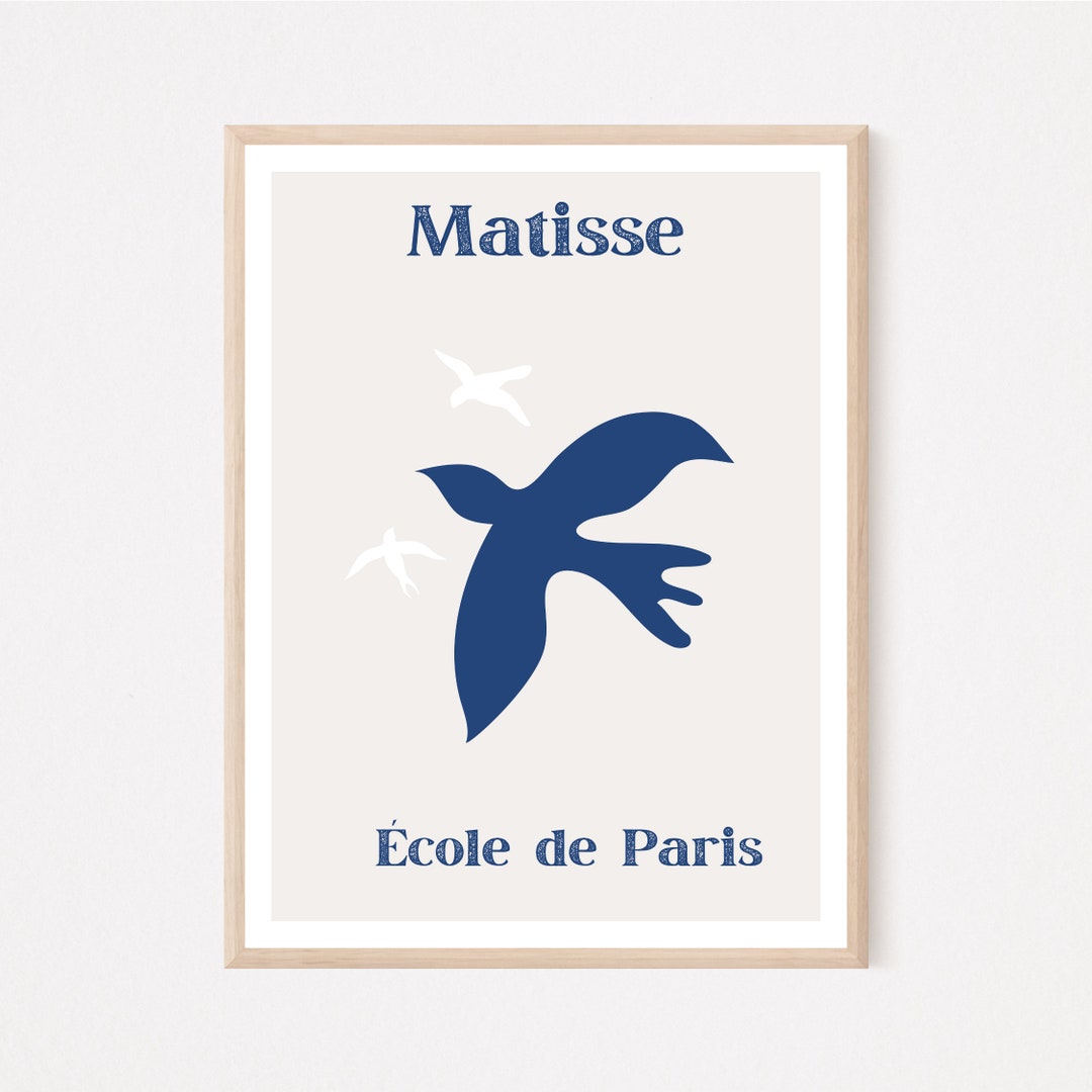 Matisse Birds Poster Blue / Navy Cut Outs Modern Art Digital Art ...