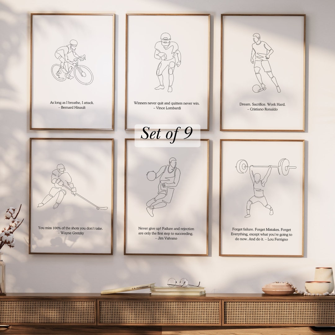 9 Sports Posters - Football, Basketball, Hockey, Running, Cycling ...