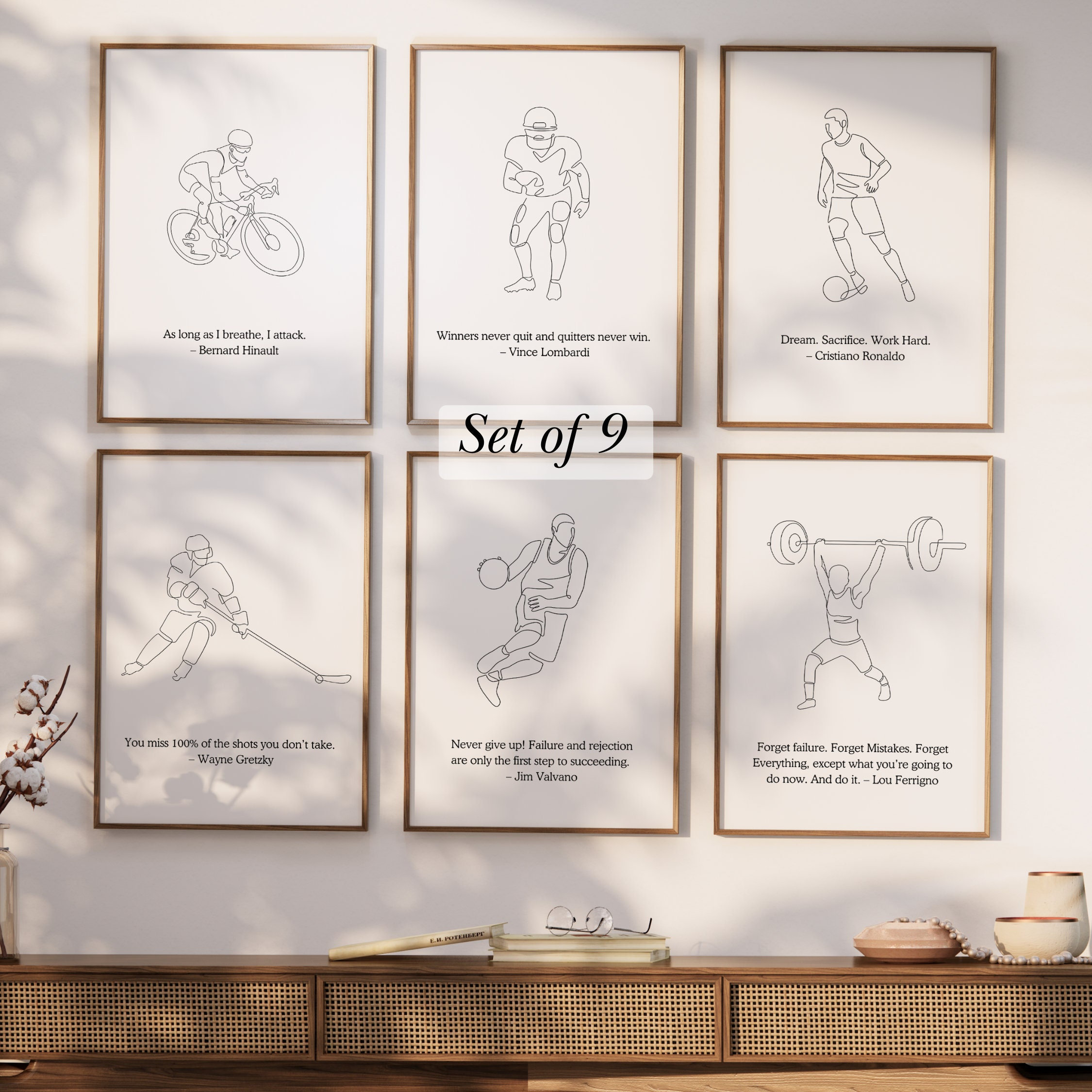 9 Sports Posters Football, Basketball, Hockey, Running, Cycling, Soccer ...