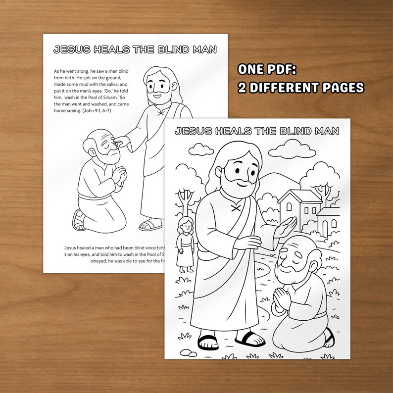 Jesus Heals the Blind Man Coloring Pages | Sunday School (PDF) - Etsy